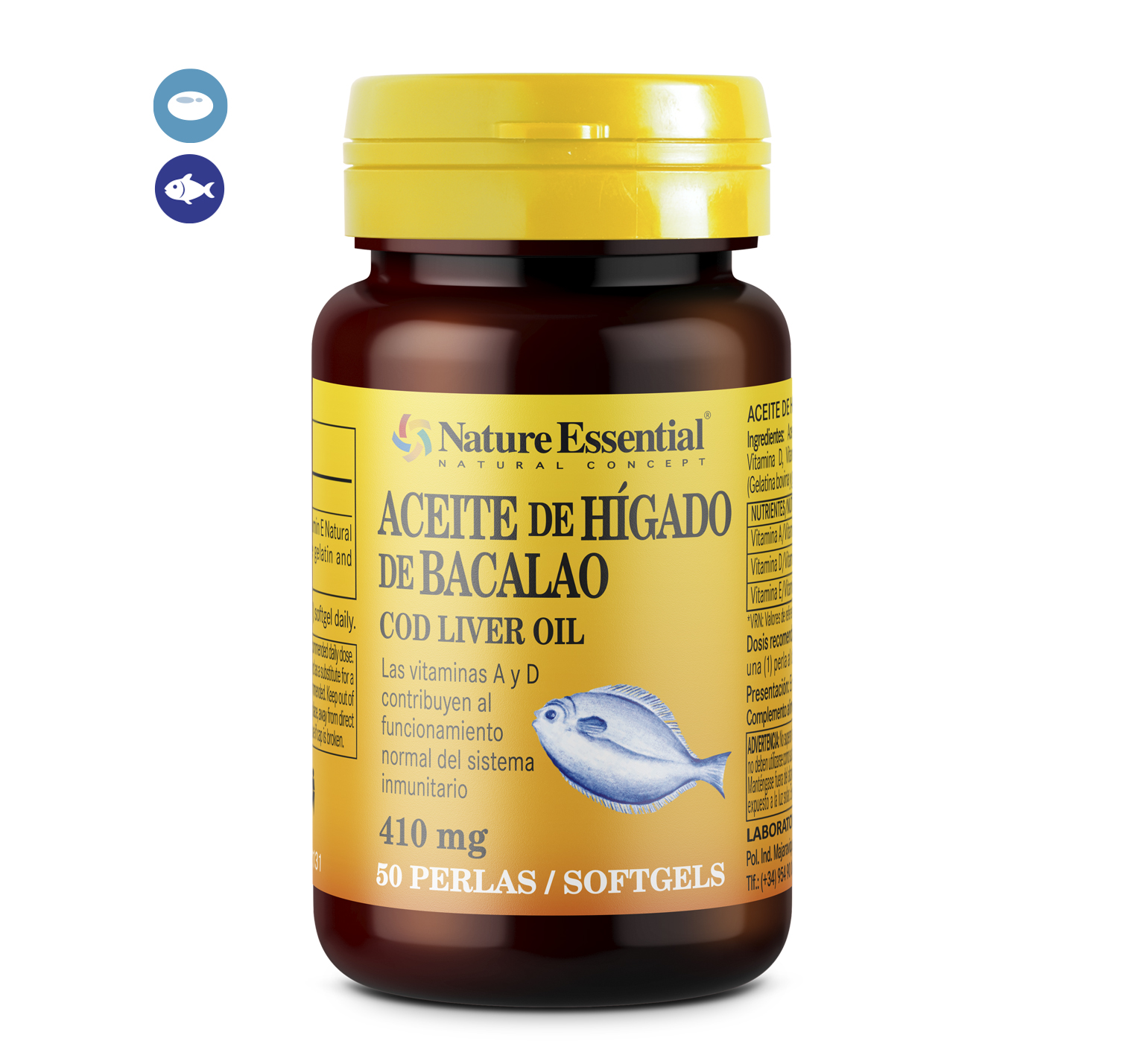 Aceite de hígado de bacalao 410 mg. 50 perlas – Laboratorios Bio•Dis Pharma