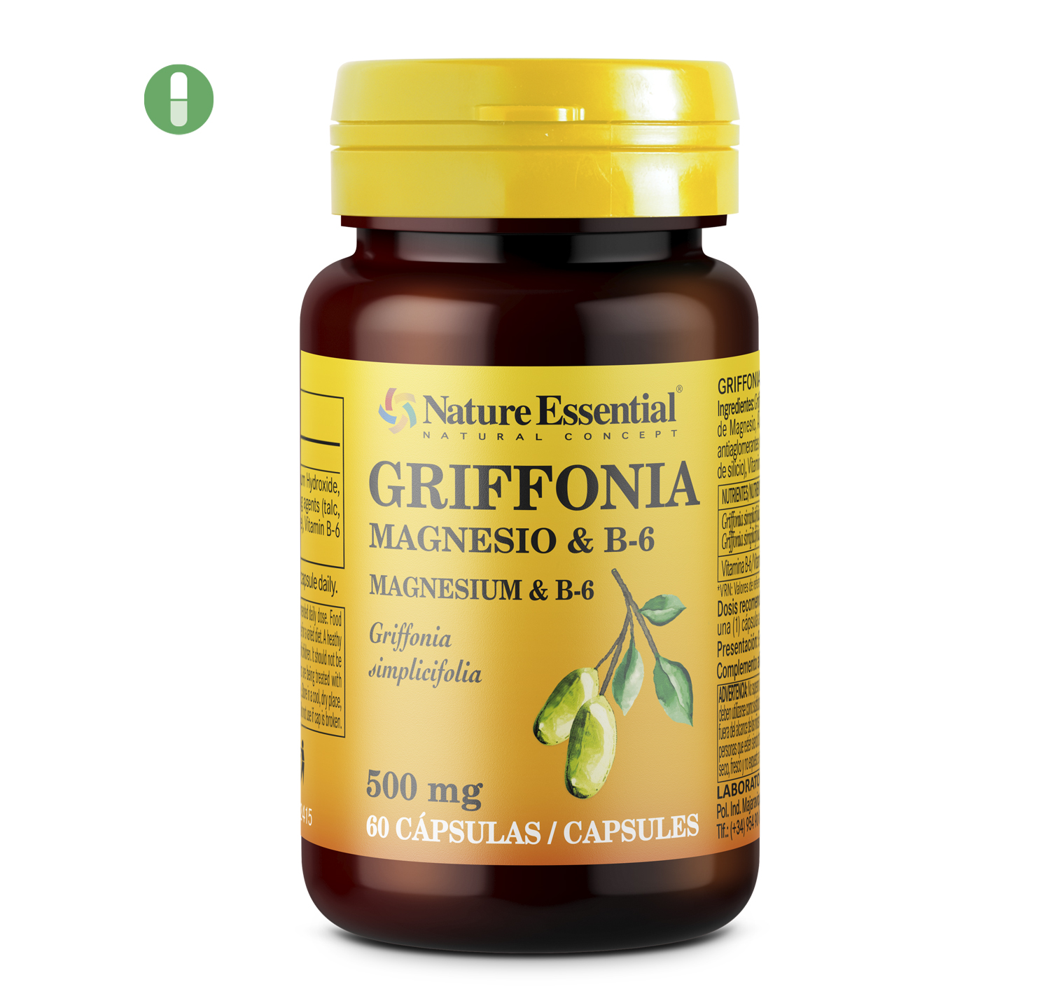 Griffonia 500 mg + magnesio + B-6. 60 capsulas – Laboratorios Bio•Dis ...
