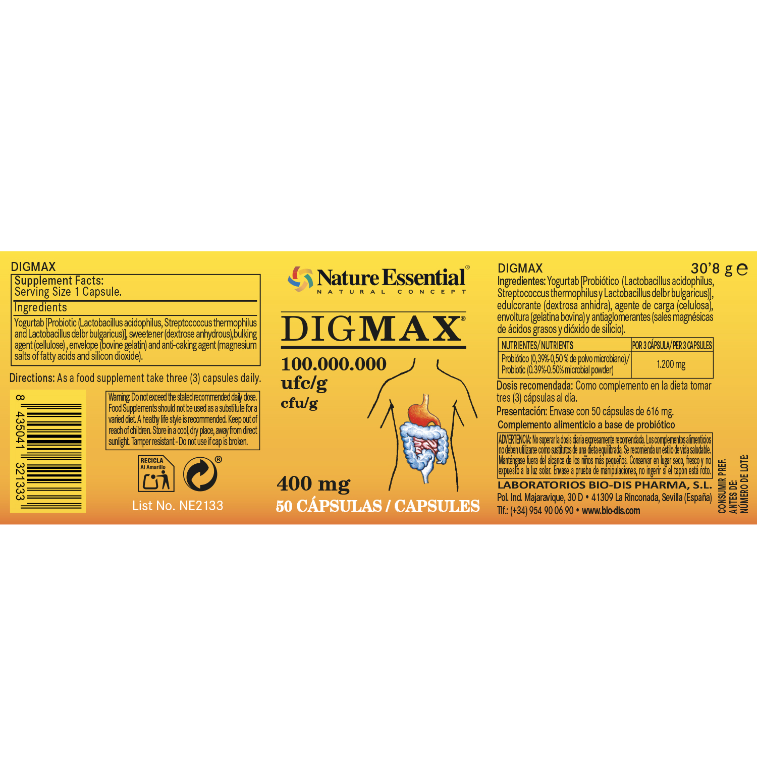 Dig-max® 400 mg. 50 cápsulas – Laboratorios Bio•Dis Pharma